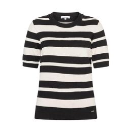 More & More More & More Kurzarm-Pullover mit Streifen in black/offwhite | Gr.: 34