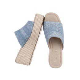 Ital-Design Sandale & Sandalette in Blau und Beige | Gr.: 38