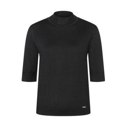 More & More More & More leichter Kurzarmpullover mit Stehkragen in black | Gr.: 34