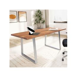 KADIMA DESIGN Schreibtisch 120x60x76 cm Massivholz / Metall Computertisch | Gr.: 160 x 80 x 76 cm
