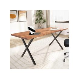 KADIMA DESIGN Schreibtisch 120x60x76 cm Massivholz / Metall Computertisch | Gr.: 120 x 60 x 76 cm