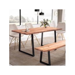 KADIMA DESIGN Esszimmertisch 140x80x76 cm Massivholz / Metall Esstisch | Gr.: 160 x 80 x 76 cm