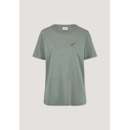 hessnatur Print T-Shirt Relaxed aus reiner Bio-Baumwolle in mattgr&uuml;n | Gr.: 40
