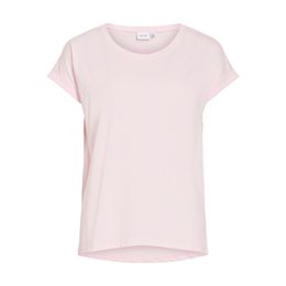 Rundhalsshirt Vila "VIDREAMERS NEW PURE T-SHIRT/SU-NOOS", Damen, Gr. L, cherry blossom, Jersey, Obermaterial: 50% Baumwolle, 50% Polyester, unifarben, casual, regular fit, Rundhals, Shirts Rundhalsshirt, Basic Damen-T-Shirt mit Rundhalsausschnitt und umgeschlagenen &Auml;rmeln
