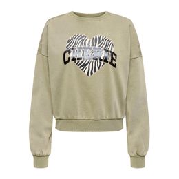 Sweatshirt Only "ONLLAUREN L/S LEO O-NECK CC SWT", Damen, Gr. L, mermaid print:ch&eacute;rie, lia zebra, Sweatware, Obermaterial: 60% Baumwolle, 40% Polyester, regular fit h&uuml;ftlang, Rundhals, Rippb&uuml;ndchen, Sweatshirts Sweatshirt