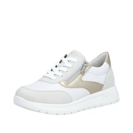 Keilsneaker Remonte, Damen, Gr. 36, wei&szlig;, goldfarben, Schuhe, Schn&uuml;rschuh, Halbschuh, Casual-Sneaker mit seitlichem Rei&szlig;verschluss