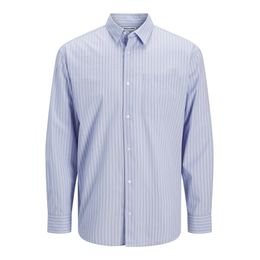 Jack & Jones Langarmhemd JACK & JONES "JJCOLE POPLIN STRIPE SHIRT LS", Herren, Gr. M, N-Gr, blau (celestial blau), Web, Obermaterial: 100% Baumwolle, unifarben, relaxed fit, Hemden