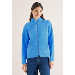 Cardigan Cecil, Damen, Gr. L (42), fountain blau, Stoff, 100% Polyester, unifarben, normal normal, hoch geschlossener Ausschnitt, abgesteppt, Strickjacken, soft und weich