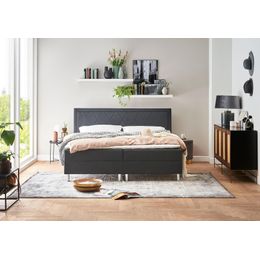 Boxbett, L:205cmanthrazit, ATLANTIC HOME COLLECTION, Bettgestell und seitliche Einfassung der Matratzen: Strukturstoff, 100% Polyester;Spiegelfl&auml;che