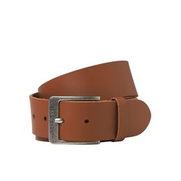 Jack & Jones Lederg&uuml;rtel JACK & JONES "JACBRAGA LEATHER BELT SN", Herren, Gr. 80, braun (cognac), Leder, unifarben, G&uuml;rtel Lederg&uuml;rtel, mit silberner Schlie&szlig;e