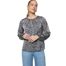 Satinbluse Zero "Damen mit Druck", Damen, Gr. 40, dunkelblaucream, Satin, Obermaterial: 96% Polyester, 4% Elasthan, gl&auml;nzend, figurumspielend normal, Rundhals, weit elastischer Bund mit Gummizug, Blusen