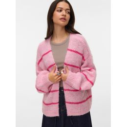 V&eacute;ro Moda Strickjacke VERO MODA "VMMAYBE ART LS OPEN CARDIGAN NOOS", Damen, Gr. L, bonbon stripes:with birch melange, cabaret stripes, Strickjacken Strickjacke