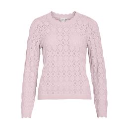 Rundhalspullover Vila "VILOWEN L/S POINTELLE KNIT TOP/PB", Damen, Gr. S, cherry blossom, Pullover Rundhalspullover