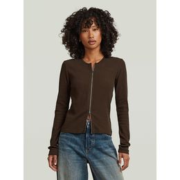 G-Star Raw T-Shirt G-STAR "2 Way Slim Rib T-Shirt", Damen, Gr. S, java, Obermaterial: 95% Baumwolle, 5% Elasthan, Shirts T-Shirt