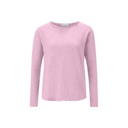 Langarmshirt RICHROYAL "2409 O HJ LS", Damen, Gr. L, soft orchid, Single Jersey, Obermaterial: 100% Baumwolle, casual, Rundhals, Shirts Langarmshirt, mit offener Ausschnittkante und Saum