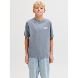 Jack & Jones T-Shirt JACK & JONES JUNIOR "JORNORREBRO TYPO TEE SS CREW NECK SN JNR", Jungen, Gr. 176, tradewinds, Shirts T-Shirt