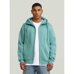 G-Star Raw Longpullover G-STAR "Premium Core Hooded Zip Sweater", Herren, Gr. M, mineral blau, Obermaterial: 55% Baumwolle, 45% Polyester, Pullover Longpullover