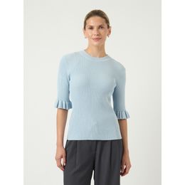 Rundhalspullover Y.A.S "YASMIKLA SS KNIT TOP S. NOOS", Damen, Gr. M, skyway, Strick, Obermaterial: 65% Viskose, 35% Nylon, unifarben, slim fit normal, Rundhals, Pullover Rundhalspullover