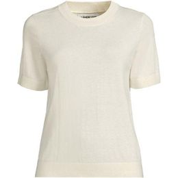 LANDS' END Rundhalspullover aus Baumwolle/Seidenmix, Damen,  Wei&szlig;, Baumwolle/Seide/Nylon, by Lands' End