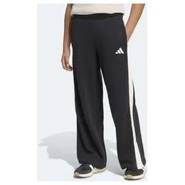 Sporthose Adidas SPORTSWEAR "STADIUM MIT WEITEM BEIN", M&auml;dchen, Gr. 128, N-Gr, schwarz, sanftes wei&szlig;,, Obermaterial: 70% Baumwolle, 30% Polyester, Hosen Sporthose