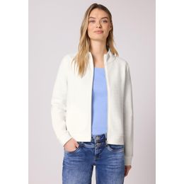 Cardigan Street One, Damen, Gr. 40, sanftes wei&szlig;, Web, 100% Baumwolle, unifarben, normal normal, hoch geschlossener Ausschnitt, B&uuml;ndchen, Strickjacken, aus reiner Baumwolle