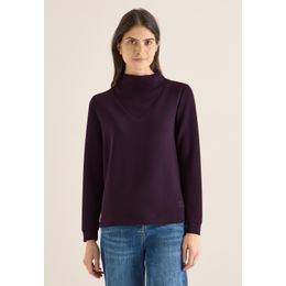 Langarmshirt Cecil, Damen, Gr. L (42), eggplant rot, Stoff, 47% Modal, 45% Polyester, 8% Elasthan, unifarben, normal normal, hoch geschlossener Ausschnitt, B&uuml;ndchen, Shirts Langarmshirt, mit gro&szlig;em Kragen