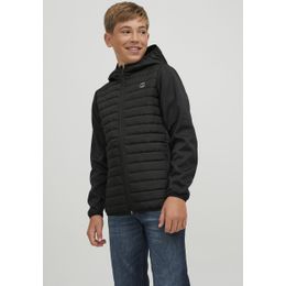 Jack & Jones Steppjacke JACK & JONES JUNIOR "JJEMULTI ideal f&uuml;r &Uuml;bergang, winddicht, gesteppt", Jungen, Gr. 164, schwarz, Web, Obermaterial: 100% Polyester. Futter: 100% Polyester. Wattierung: 100% Polyester, unifarben, normal, mit Gummizug, Jacken Steppjacke, unifarben, modisch, regular fit, Kapuze