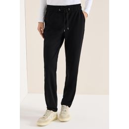 Jogger Pants Cecil, Damen, Gr. S, L&auml;nge 30, schwarz, Stoff, 61% Viskose, 32% Polyamid, 7% Elasthan, unifarben, comfort fit kn&ouml;chellang, Hosen, Middle Waist