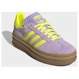 Sneaker Adidas ORIGINALS "GAZELLE BOLD", Herren, Gr. 43, powder plum, solar gelb, gold metallic, Leder, Synthetik, Schuhe Sneaker, Topseller
