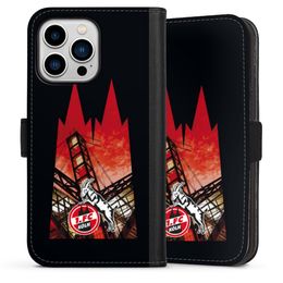 DeinDesign iPhone 13 Pro Handy Klapph&uuml;lle Handyh&uuml;lle aus Kunst Leder schwarz Flip Case 1. Fc K&ouml;ln Cologne Cathedral Official Licensed Product Sideflip mit Lasche