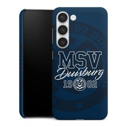 DeinDesign Galaxy S23 Handy Premium Case Smartphone Handyh&uuml;lle Schutzh&uuml;lle matt Soccer Merchandise Msv Duisburg Premium Case