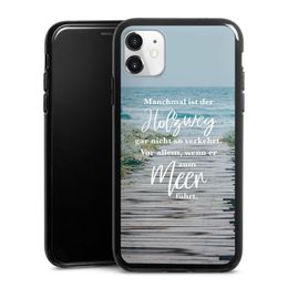 DeinDesign iPhone 11 Handy Silikon H&uuml;lle Case schwarz Handyh&uuml;lle Statement Beach Spruch