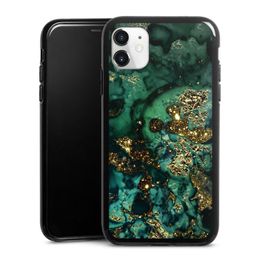 DeinDesign iPhone 11 Handy Silikon H&uuml;lle Case schwarz Handyh&uuml;lle Marble Muster Glitzer