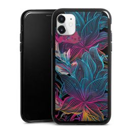 DeinDesign iPhone 11 Handy Silikon H&uuml;lle Case schwarz Handyh&uuml;lle Neon Colourful Flowers