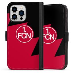 DeinDesign iPhone 13 Pro Handy Klapph&uuml;lle Handyh&uuml;lle aus Kunst Leder schwarz Flip Case 1. Fcn 1. Fc N&uuml;rnberg Merchandise Sideflip mit Lasche