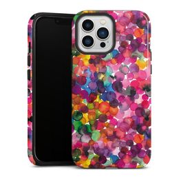 DeinDesign iPhone 13 Pro Max Handy Panzer Handyh&uuml;lle robuste Outdoor H&uuml;lle Schutzh&uuml;lle gl&auml;nzend Water Colour Colourful Points Tough Case