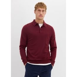 bonprix Feinstrick-Polopullover mit edler Merinowolle Slim Fit, rot, Merino