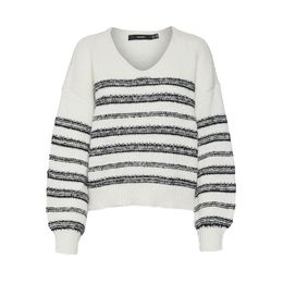 V&eacute;ro Moda Vero Moda Pullover 'KELLI' Damen Gr&ouml;&szlig;e S creme / schwarz