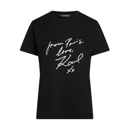 K by KARL LAGERFELD Karl Lagerfeld T-Shirt 'With Love' Damen Gr&ouml;&szlig;e L schwarz / wei&szlig;