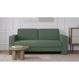 BRUNO Schlafsofa 140cm in Gr&uuml;n | stabiles Massivholz & Boxspringkomfort