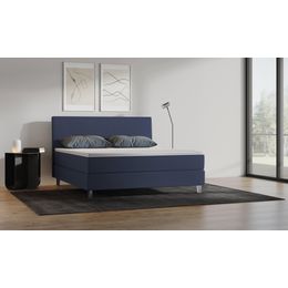 BRUNO Boxspringbett Premium 200x200cm in Blau | Matratzen-H&auml;rtegrad: Links H3 / Rechts H2 | mehrfach ausgezeichnet in Design & Qualit&auml;t