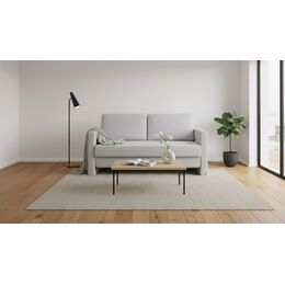 BRUNO Schlafsofa 140cm in Hellgrau | stabiles Massivholz & Boxspringkomfort