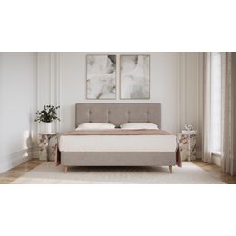 BRUNO Boxspringbett Prestige 180x200cm in Taupe Grau-Beige | 6 Farben & 4 Kopfteile w&auml;hlbar | Luxus 27 cm Pulse-Latex-Matratze | Made in Germany