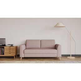 BRUNO Schlafsofa 140cm in Blush Rosa | stabiles Massivholz & Boxspringkomfort