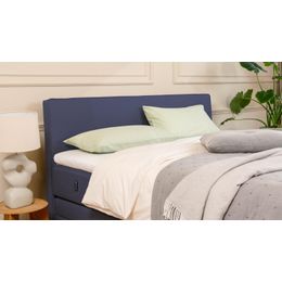 BRUNO Boxspringbett Premium mit Bettkasten 200x200cm in Blau | Matratzen-H&auml;rtegrad: Links H2 / Rechts H3 | extra viel Stauraum & individuell konfiguri