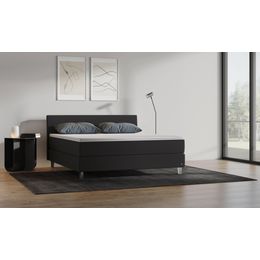 BRUNO Boxspringbett Premium 200x200cm in Schwarz | Matratzen-H&auml;rtegrad: Links H2 / Rechts H3 | mehrfach ausgezeichnet in Design & Qualit&auml;t