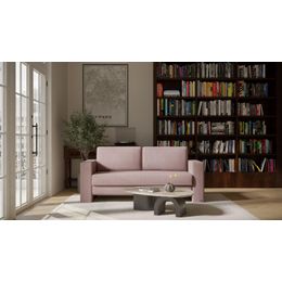 BRUNO Schlafsofa 140cm in Blush Rosa | stabiles Massivholz & Boxspringkomfort
