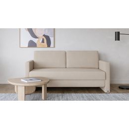 BRUNO Schlafsofa 160cm in Beige | stabiles Massivholz & Boxspringkomfort