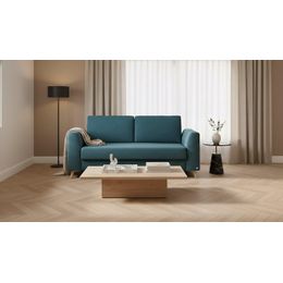 BRUNO Schlafsofa 140cm in Petrol | stabiles Massivholz & Boxspringkomfort