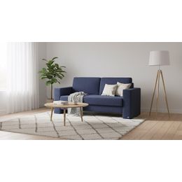 BRUNO Schlafsofa 140cm in Blau | stabiles Massivholz & Boxspringkomfort